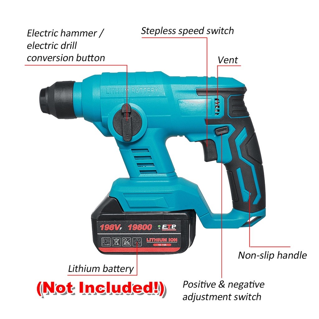 Multifunction Brushless Cordless Electric Hammer Rechargeable Impact ...