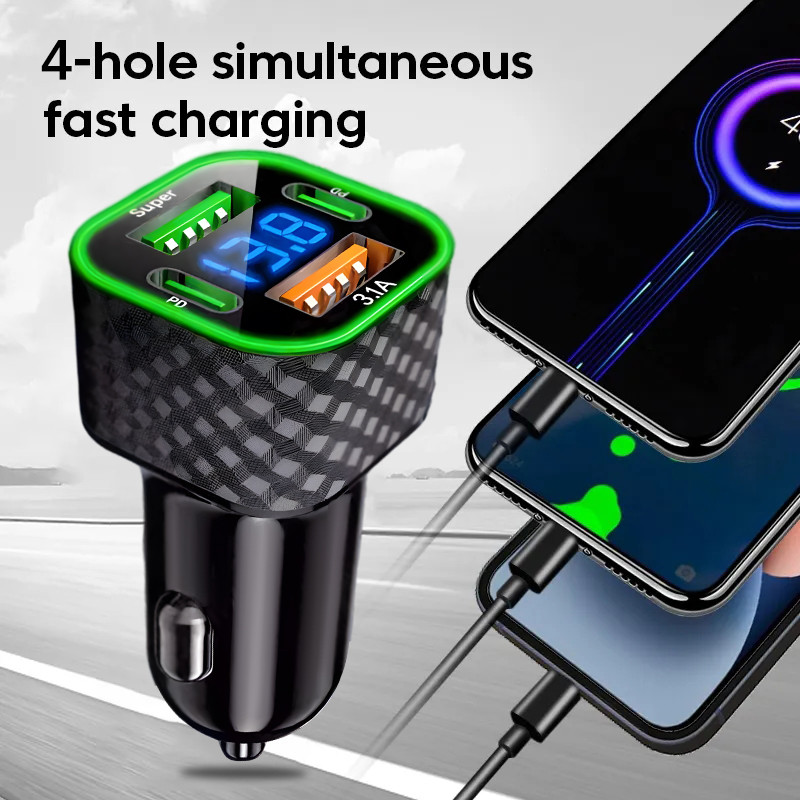 1 Pc High Quality Durable 380W Super Fast Car Charger Converter - 4 in ...