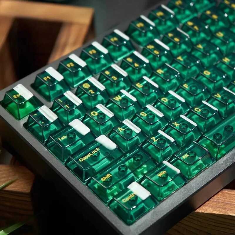 Cherry Profile Keycap Transparent Emerald Green Keycaps PBT Dye Subbed ...