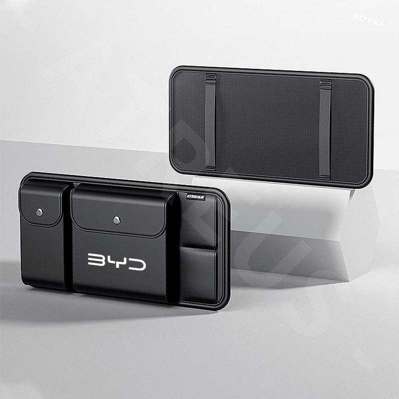 【MUTIPS】Car Sun Visor Storage Box PU Leather Sunglasses Clip Wallet ...