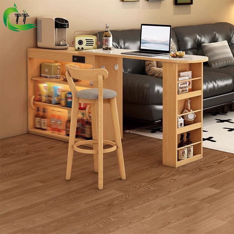 T.C Bar Counter Dining Side Cabinet Integrated Solid Wood Retractable ...