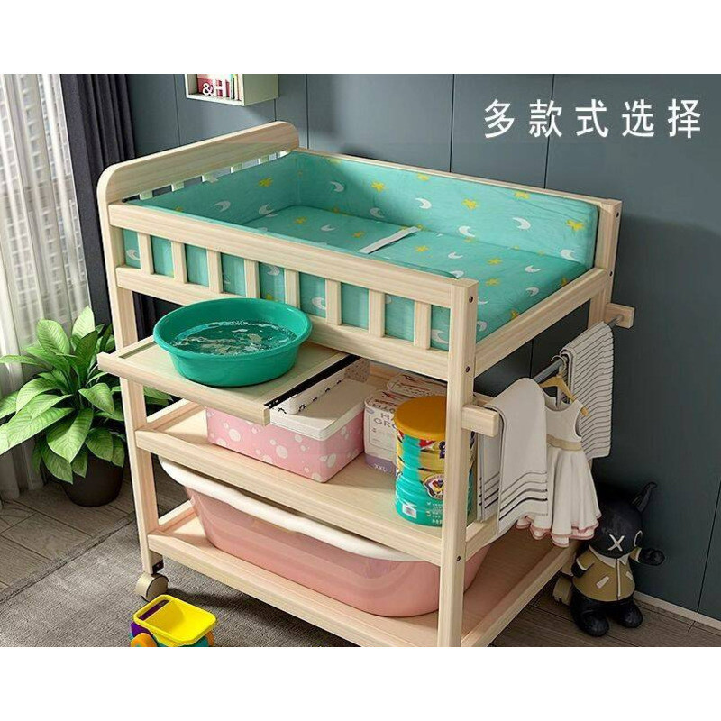 Solid Wood Diaper Changing Care Table Multifunctional Newborn Baby Bed ...
