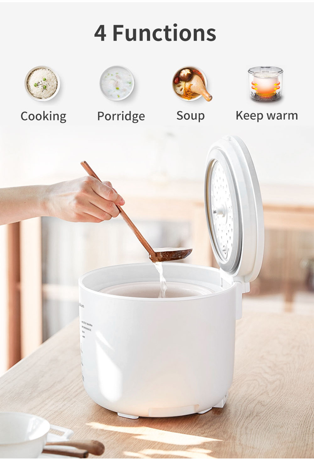 Simplus 2L Mini Rice Cooker For 2-4 People Use 24H Keep Warm 4 Cooking ...