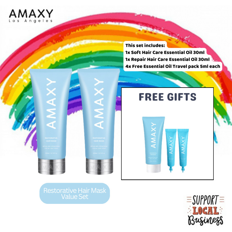 [Authorized Store] AMAXY Restorative Hair Mask Set + FREE GIFT 角蛋白修护精华霜 ...