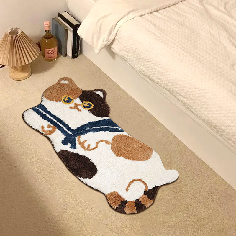Cute Cat Floor Carpet Cartoon Imitation Cashmere Foot Mat Winter ...