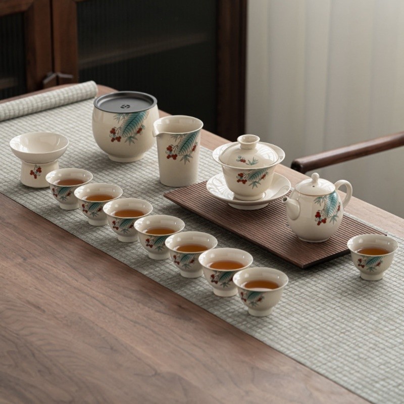 Small Tea Set Courtyard Meets Chinese Ceramic Kung Fu Tea Set Brewing ...