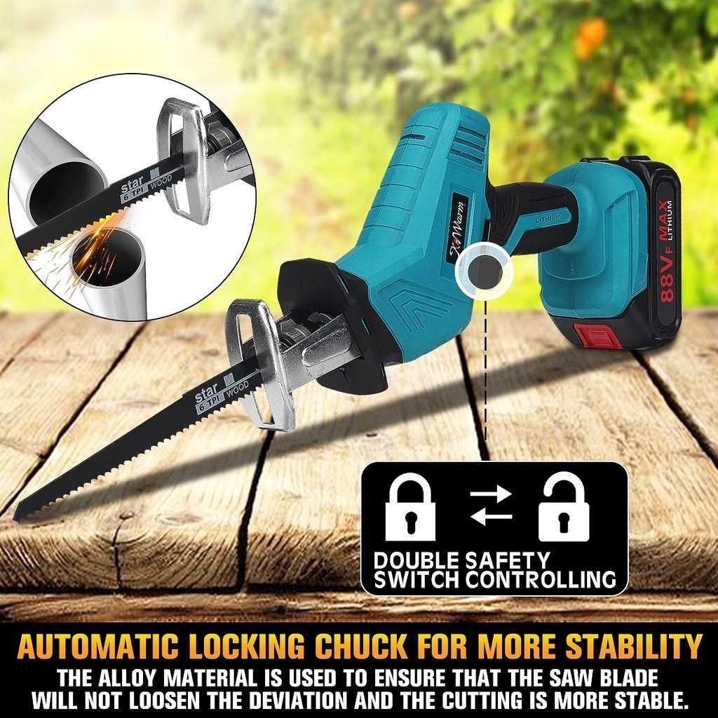 110-220v Cordless Electric Reciprocating Saw With Blades Variable Speed ...