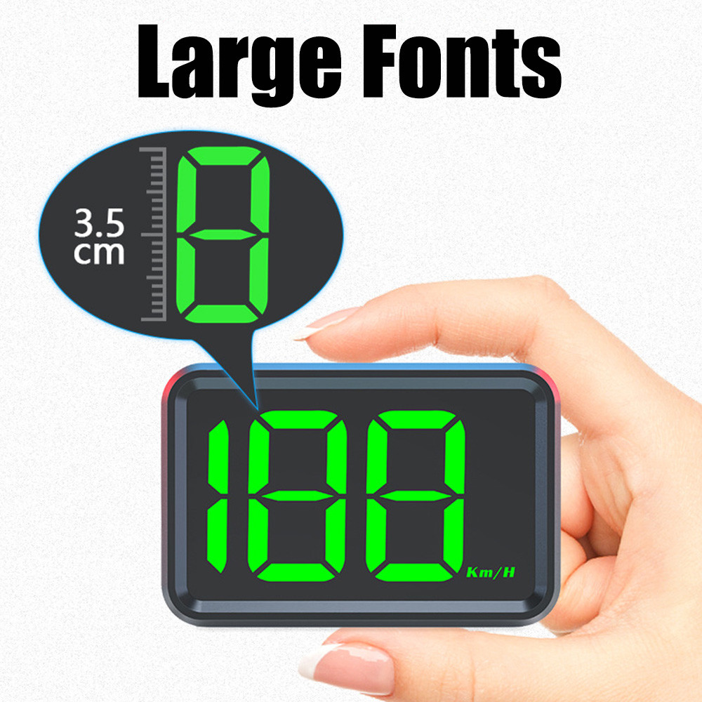 Digital USB Plug GPS HUD Speedometer Big Font White Green Light Display ...