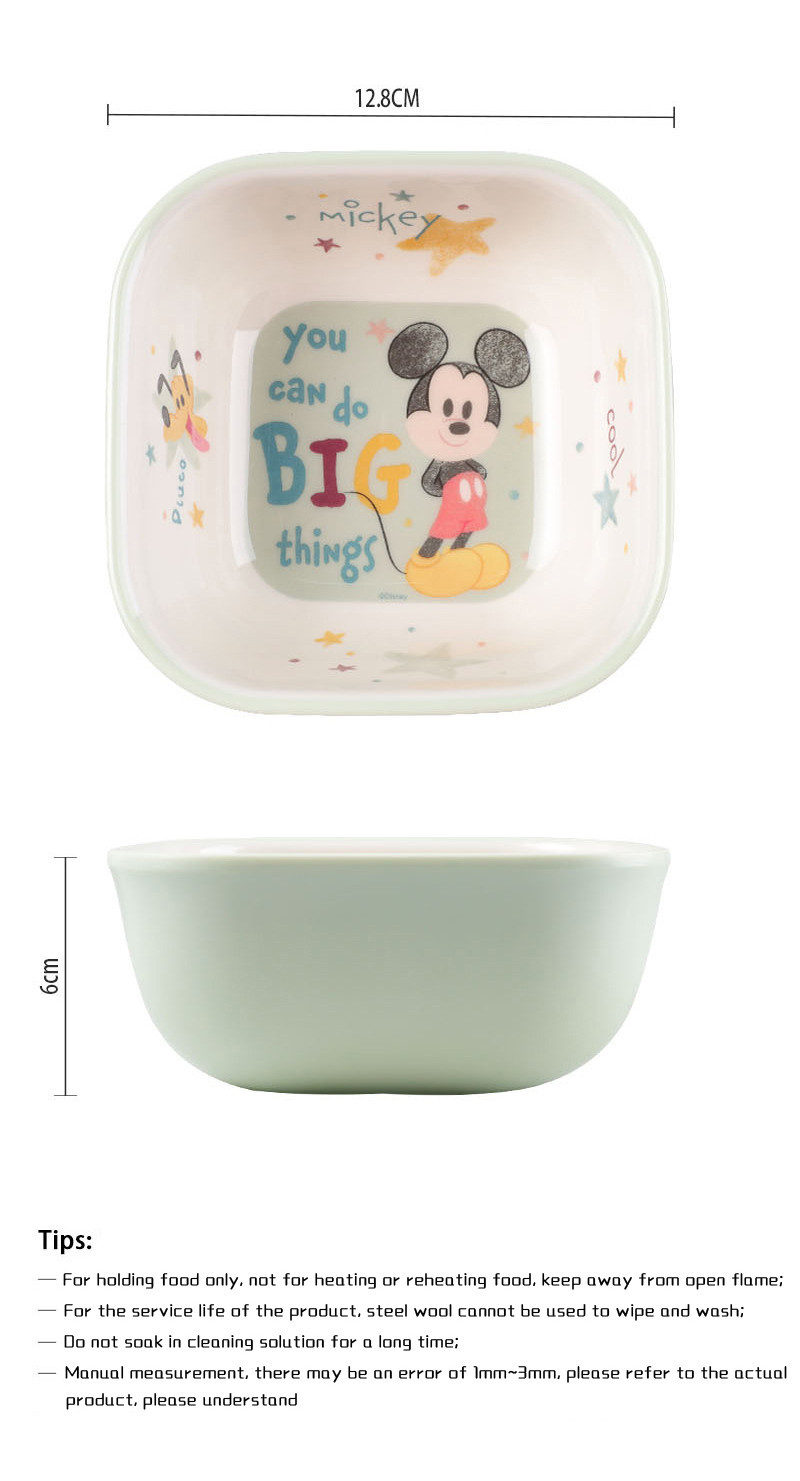 Disney Mickey Minnie Square Bowl Cartoon Donald Duck Kids Fruit Salad ...