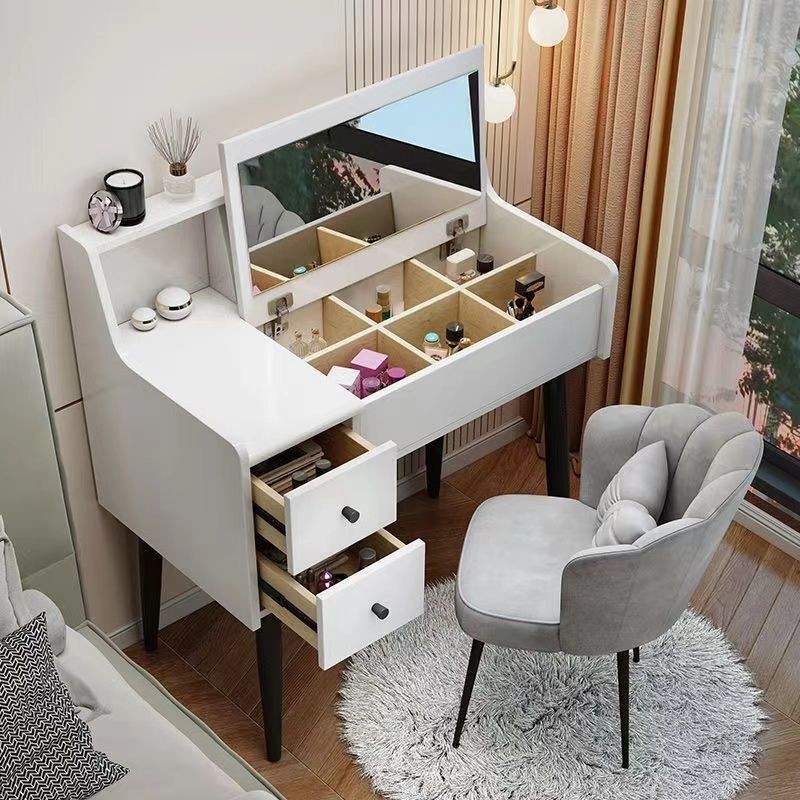 table Bedroom dressing modern minimalist mirror with hidden flip cover illuminated desk integrated storage cabinet Shopee Singapore