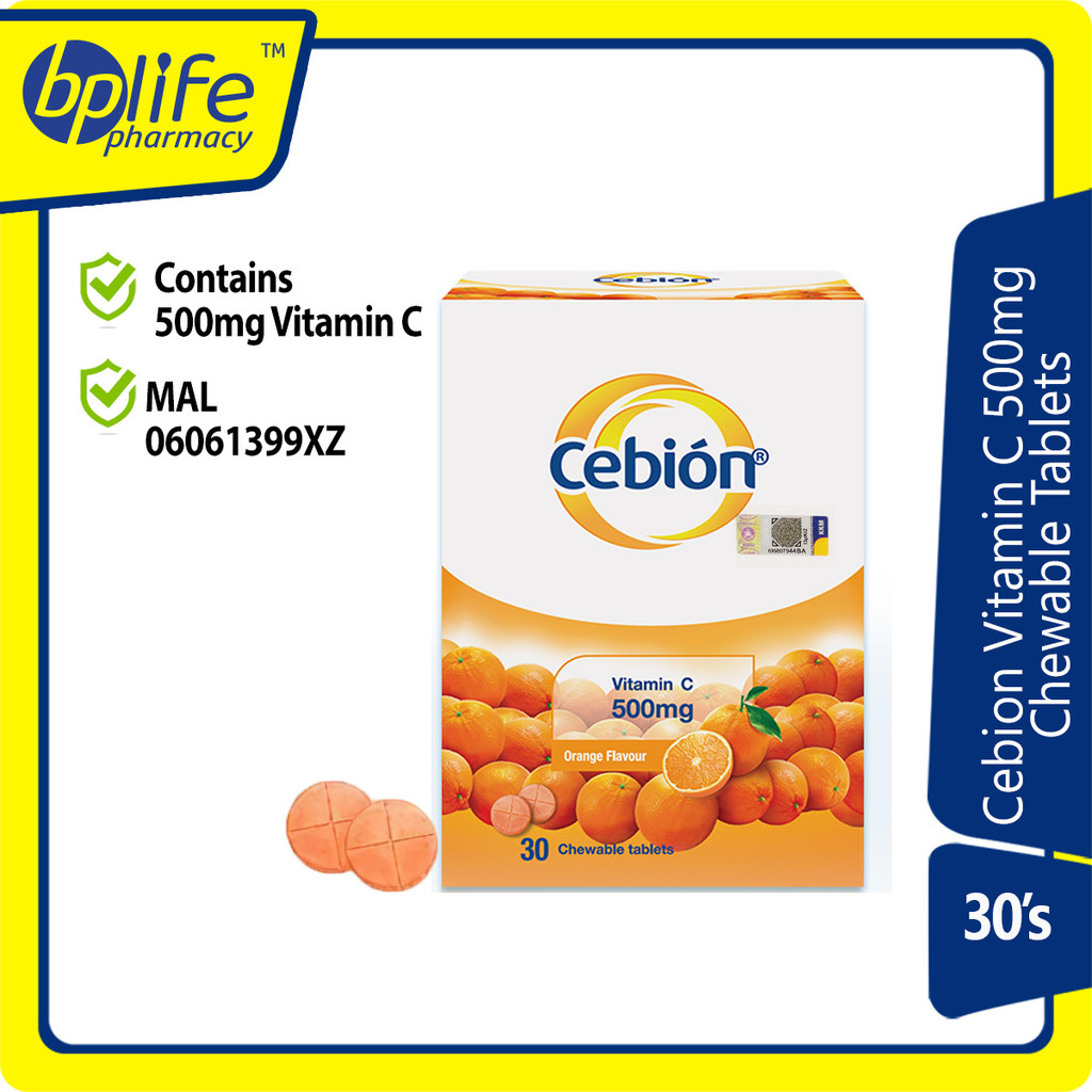 Cebion Vitamin C 500mg Chewable Tablets 30s (Exp 11/2025) | Shopee ...