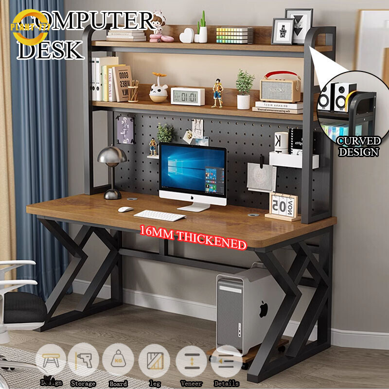 Pl-7 Desk Study Table Modern Study Desk Computer Tempered Glass with ...
