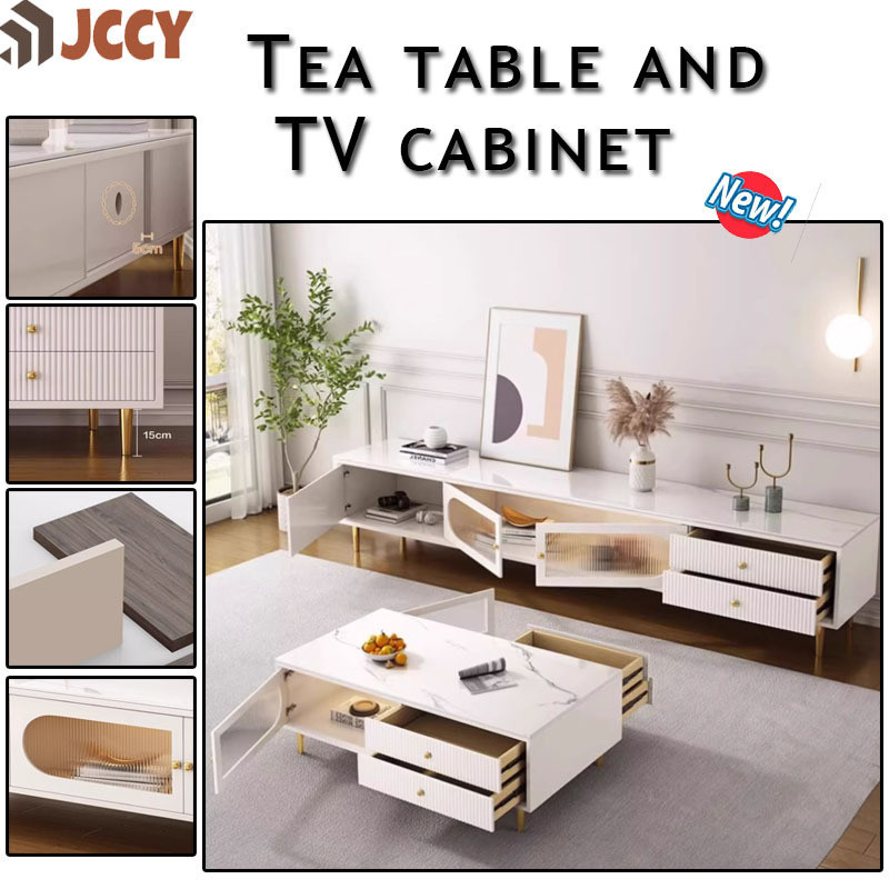 Jccy TV Cabinet Coffee Table European Floor White Living Room Coffee ...