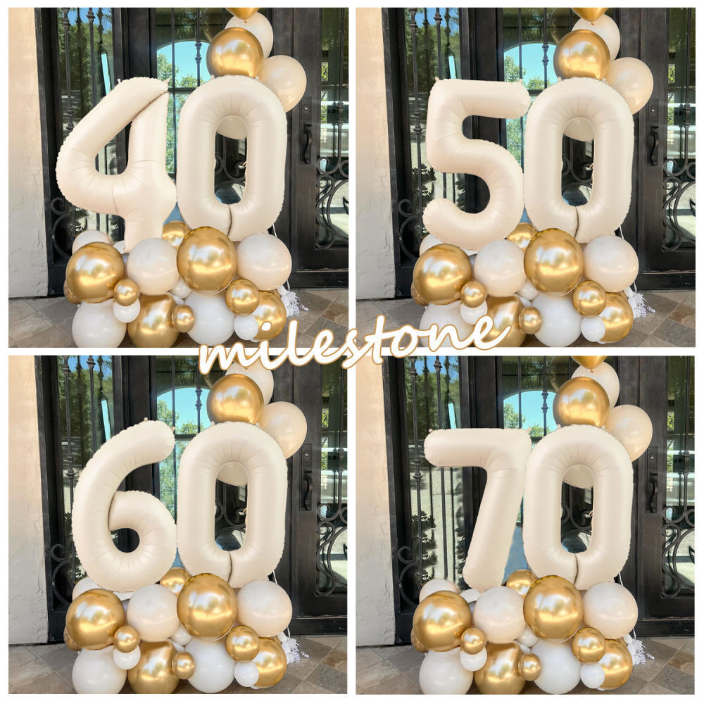 Balloons Number Stand Set Adults Anniversary 30 40 50 60th Birthday ...