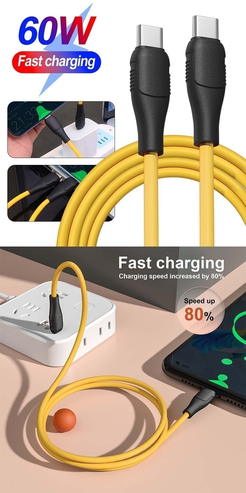 4-In-1 Multiport Wall Plug - 4 Ports USB Type-C Phone Power Adapter ...