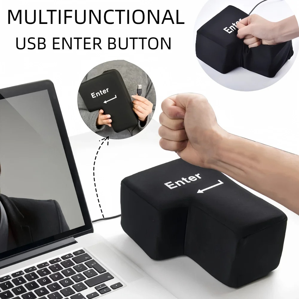 USB Big Enter Key Button For Home Office Stress Relief Pillow Large USB ...