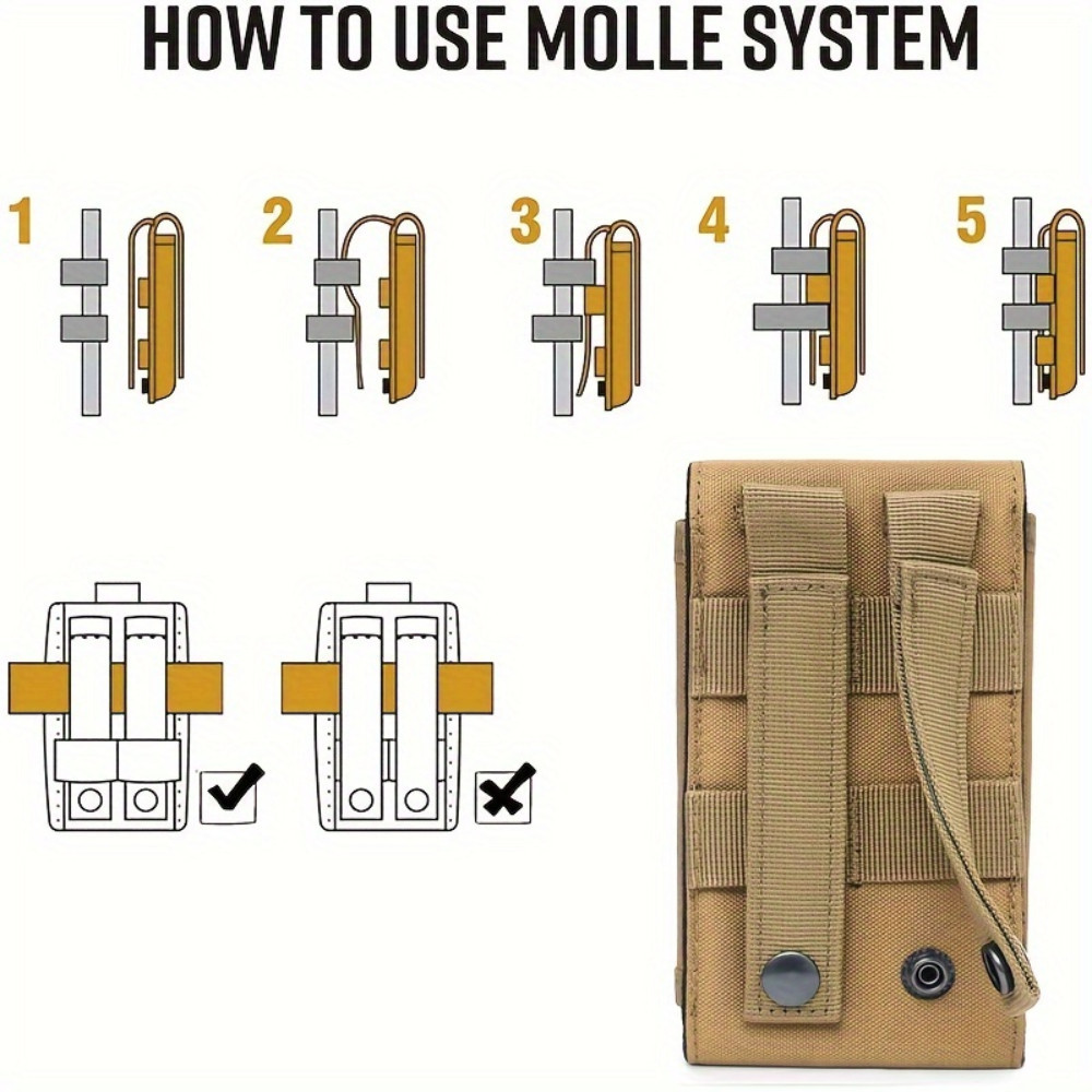 Wear-resistant 1000D Molle outdoor sports mobile phone storage bag ...