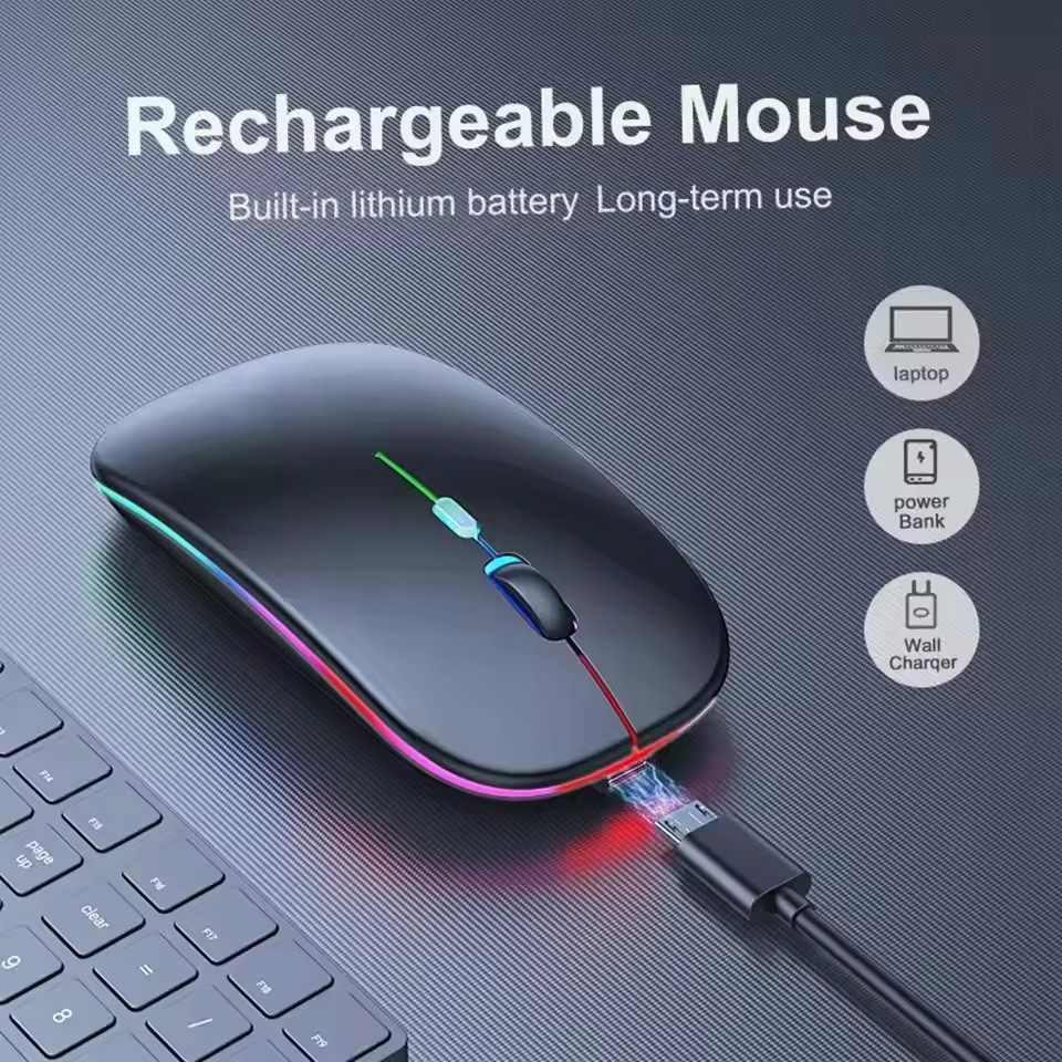 Wireless Mouse Rechargeable 2.4Ghz Receiver Optical Adjustable ...