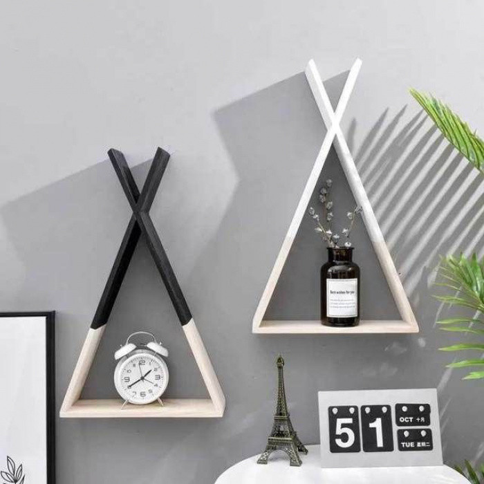 [48H Shipping] Wall Solid Wood Storage Rack No Drilling Wall-Mounted ...