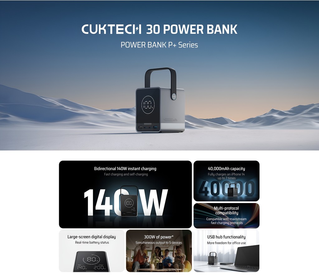 CUKTECH 30 P01CT 300W 40,000mAh Power Station: Ultra-Fast 140W Charging ...