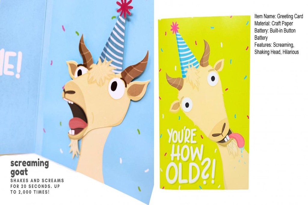 Screaming Goat Birthday Card Interactive Birthday Card Funny Goat ...