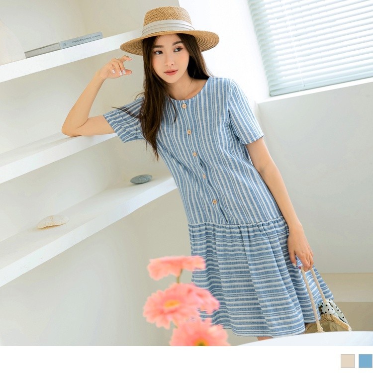 Weekend X Ob Design Casual Women Clothes Short Sleeve Striped Linen ...