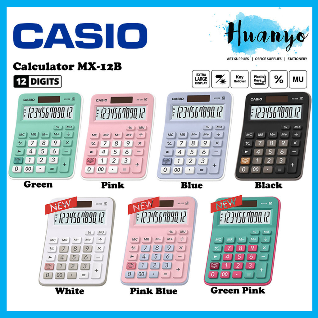 Casio Calculator MX-12B Extra Large Display (12 Digit Display Solar Power & Battery) | Shopee ...