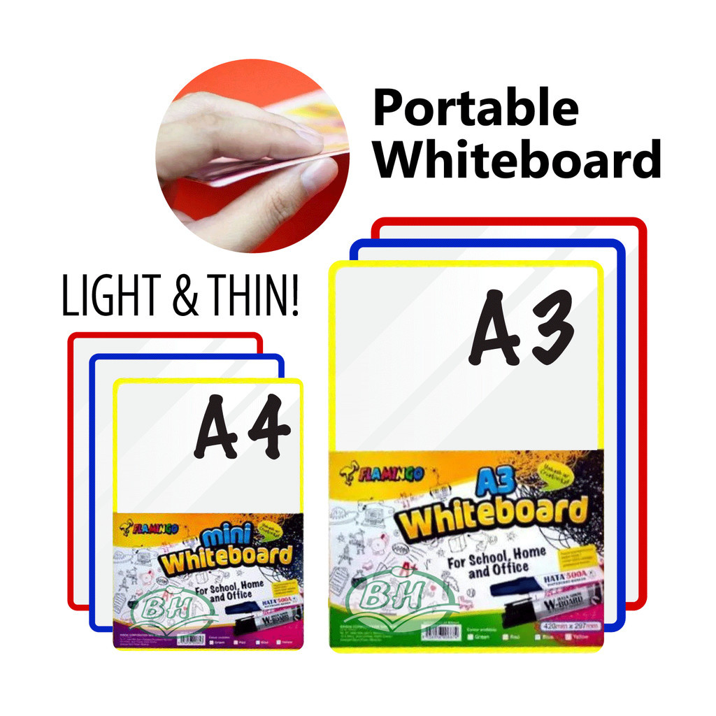 Lightweight Portable Whiteboard A4/ A3 Size| Non-magnetic Memo Board ...