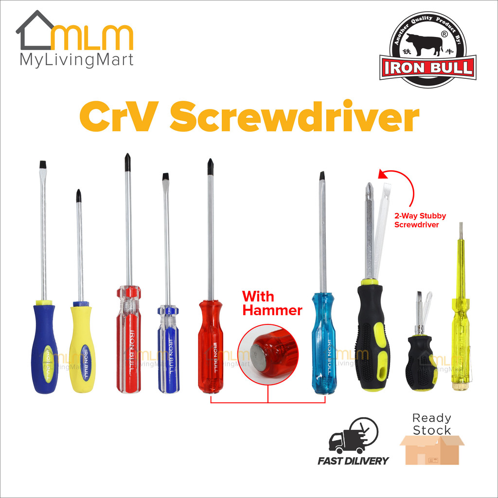 IRON BULL Magnetic Hammer Screwdriver 2 Way Dual Function Stubby Screw ...