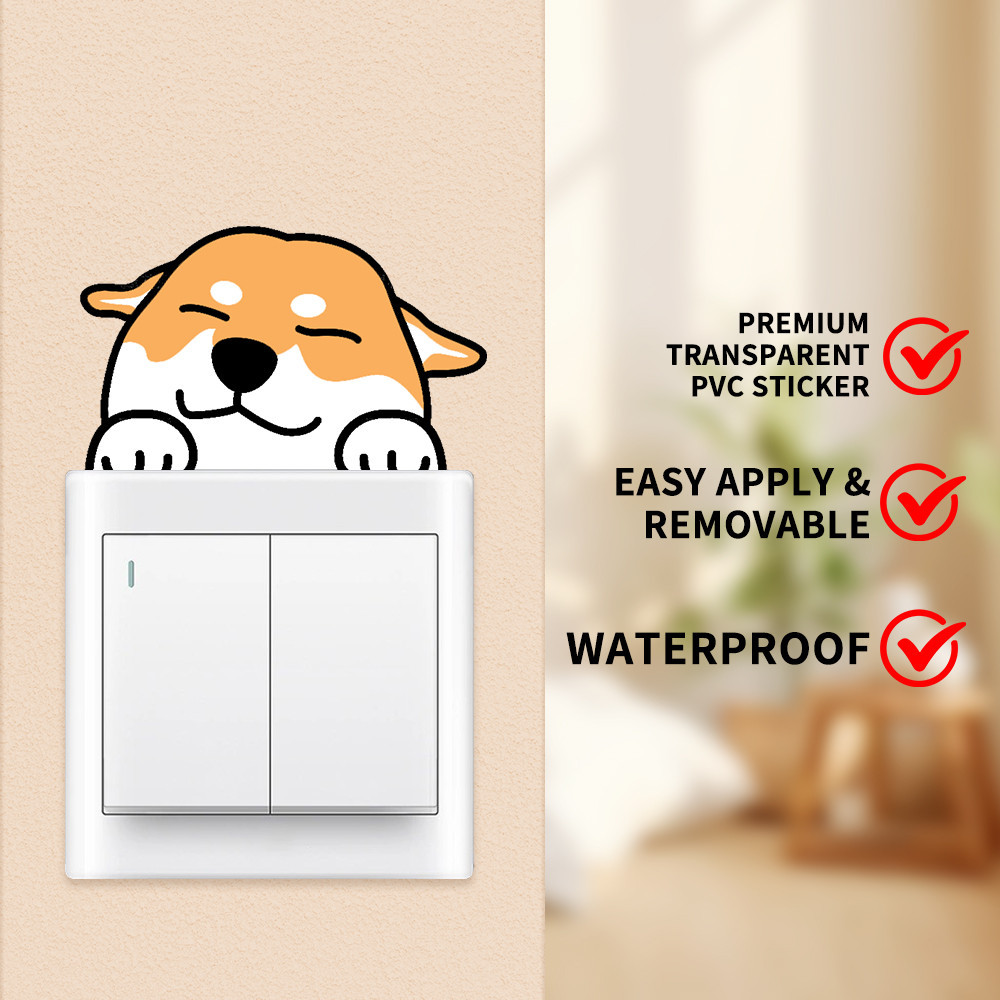 Suis Transparent Stickers ,Cute Wall Switch Transparent Stickers, Dog ...