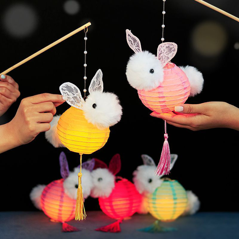 Moon Rabbit Lantern Kit Handcrafted Diy Glowing Flower Lanterns Mid ...
