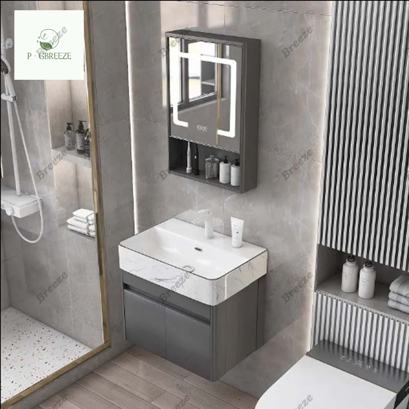 B·Z Bathroom Cabinet Arc Wash Basin Cabinet Combination Integrated ...