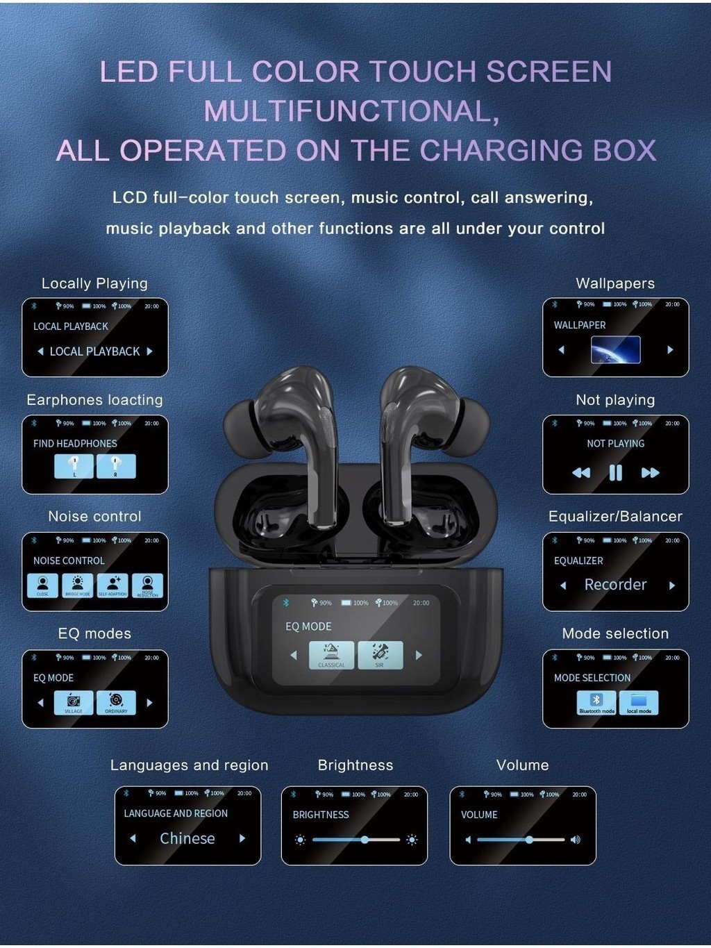 2024 New A9 Pro Bluetooth Noise Cancelling Earphone True Wireless TWS ...