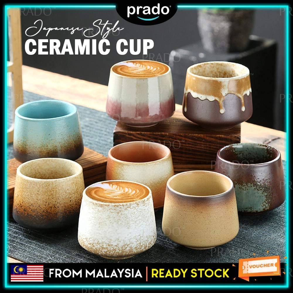PRADO Retro Japanese Ceramic Cup Espresso Tea Cup Milk Pottery Kiln ...