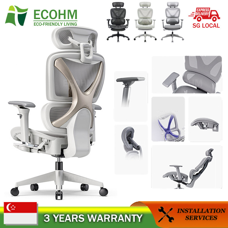 ECOHM Ergonomic Office Chair 3D Back Support Full Mesh Computer Study ...