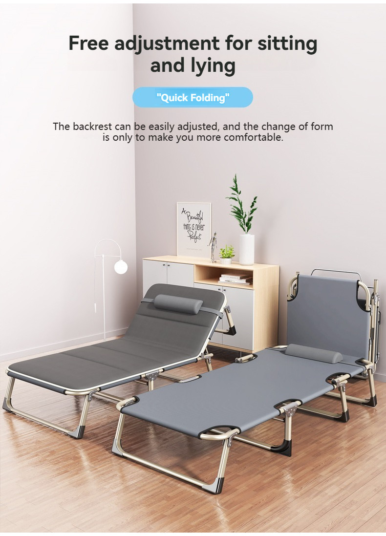 Portable Folding Bed Single Office Nap Chair Foldable Cot Hospital ...