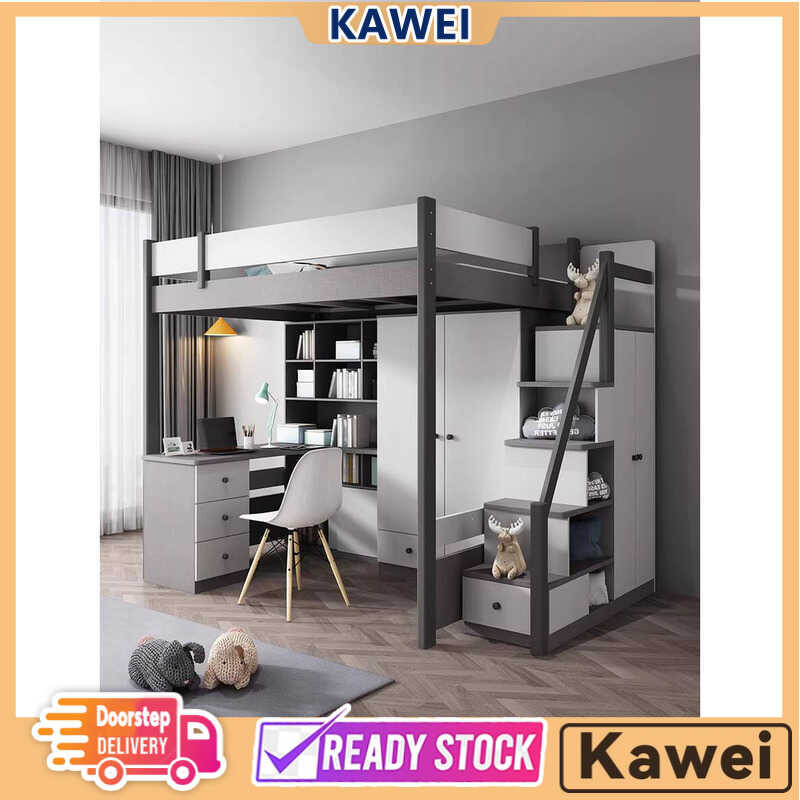Bunk Bed With Desk Combination, High And Low Bed For Adults And ...