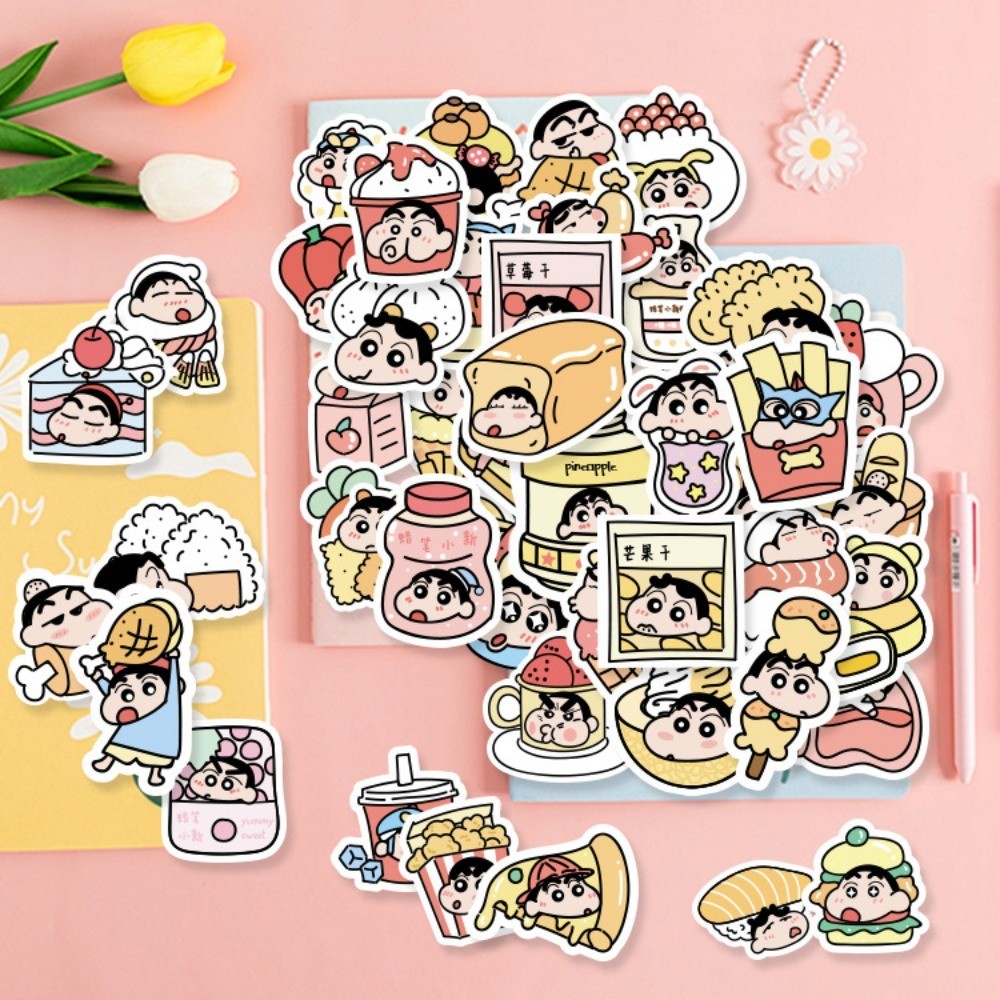 Stickers 100 Stickers Gourmet Crayon Shin-Chan Super Cute Cute Cartoon ...