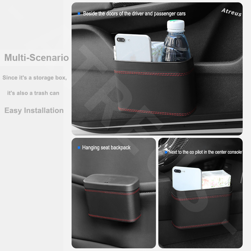 BMW M Multifunction Car Trash Can Garbage Dustbin Organizer Leather ...