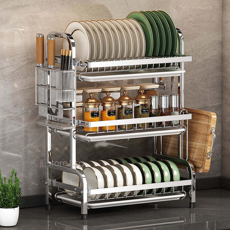 Dish Rack Wall Mount Drainer Holder Kitchen Shelf Storage Stainless ...