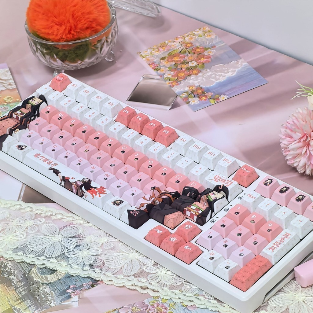 Demon Slayer Kamado Nezuko Keycap Cherry Profile PBT Five-sided Dye ...