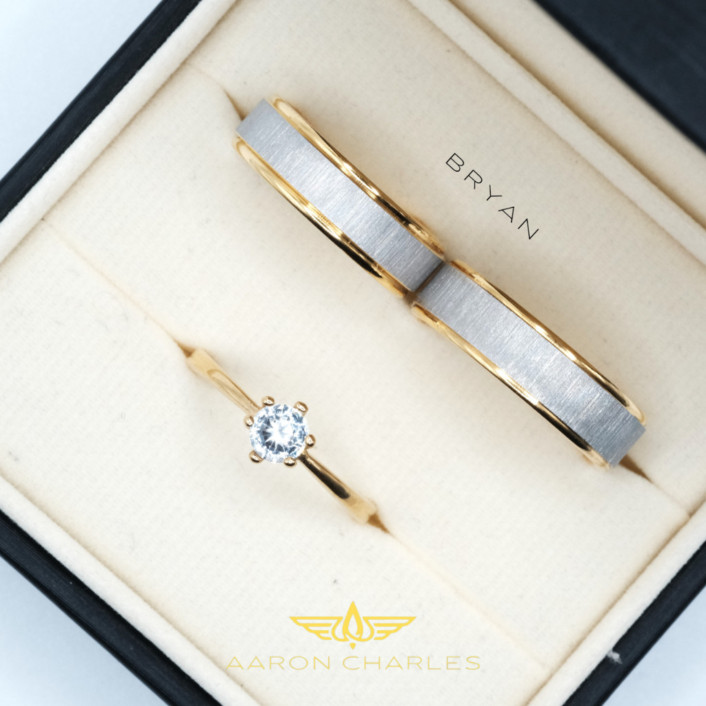 [AC] 3 in 1- Free Engraved Name Wedding Rings with Free Engagement Ring ...