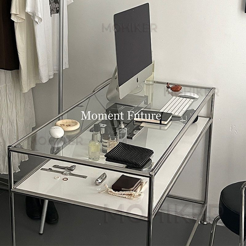 MK Metal Glass Office Desk Desk Organiser Computer Table Standing Desk ...