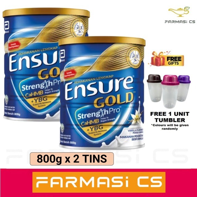 Abbott Ensure Gold Vanilla 800g x 2 Tins (TWIN) FREE Tumbler EXP:06/ ...
