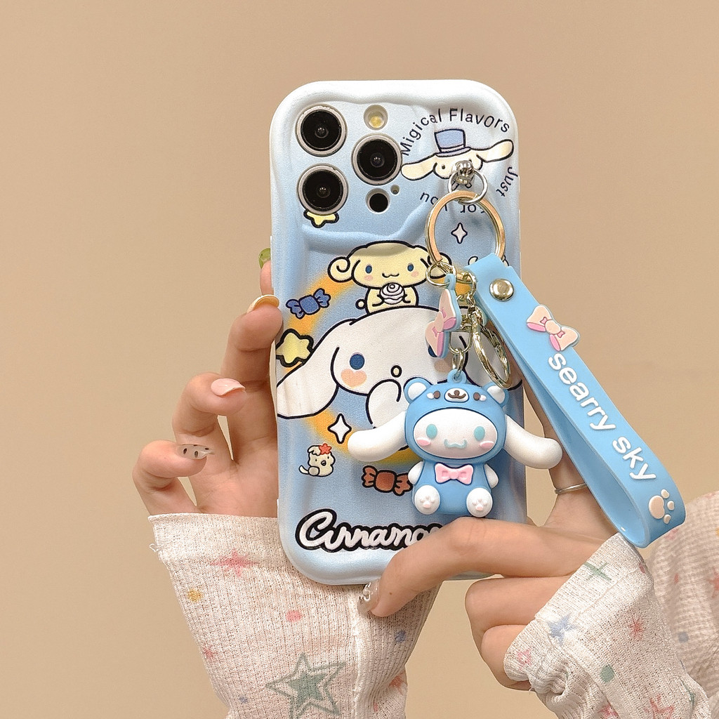 3D Wave Cartoon Sanrio Kuromi Kiity Pendant wristband Phone Case for ...