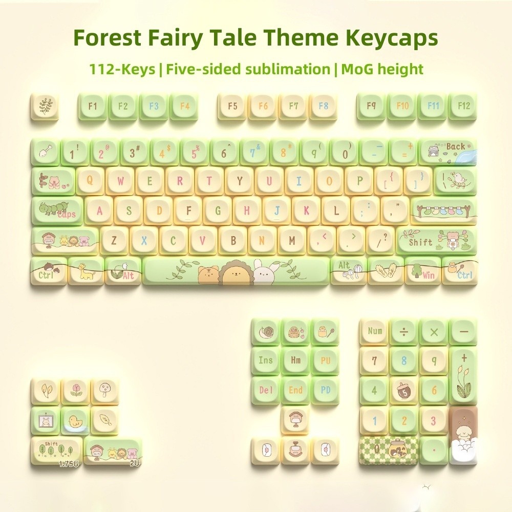 112-Keys Forest Fairy Tale Theme Keycaps Personalized Keycap Children ...