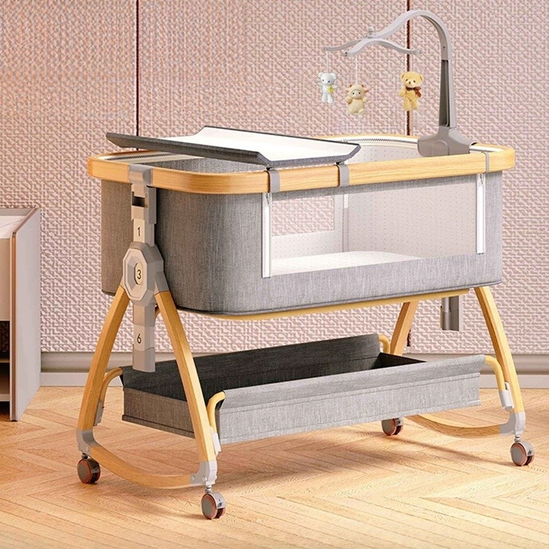 Baby Cot Movable Baby Cradle Splicing Large Bed Portable Baby Bed ...