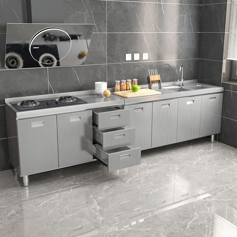 304 Stainless Steel Kitchen Cabinet Simple Stove Integrated Storage ...