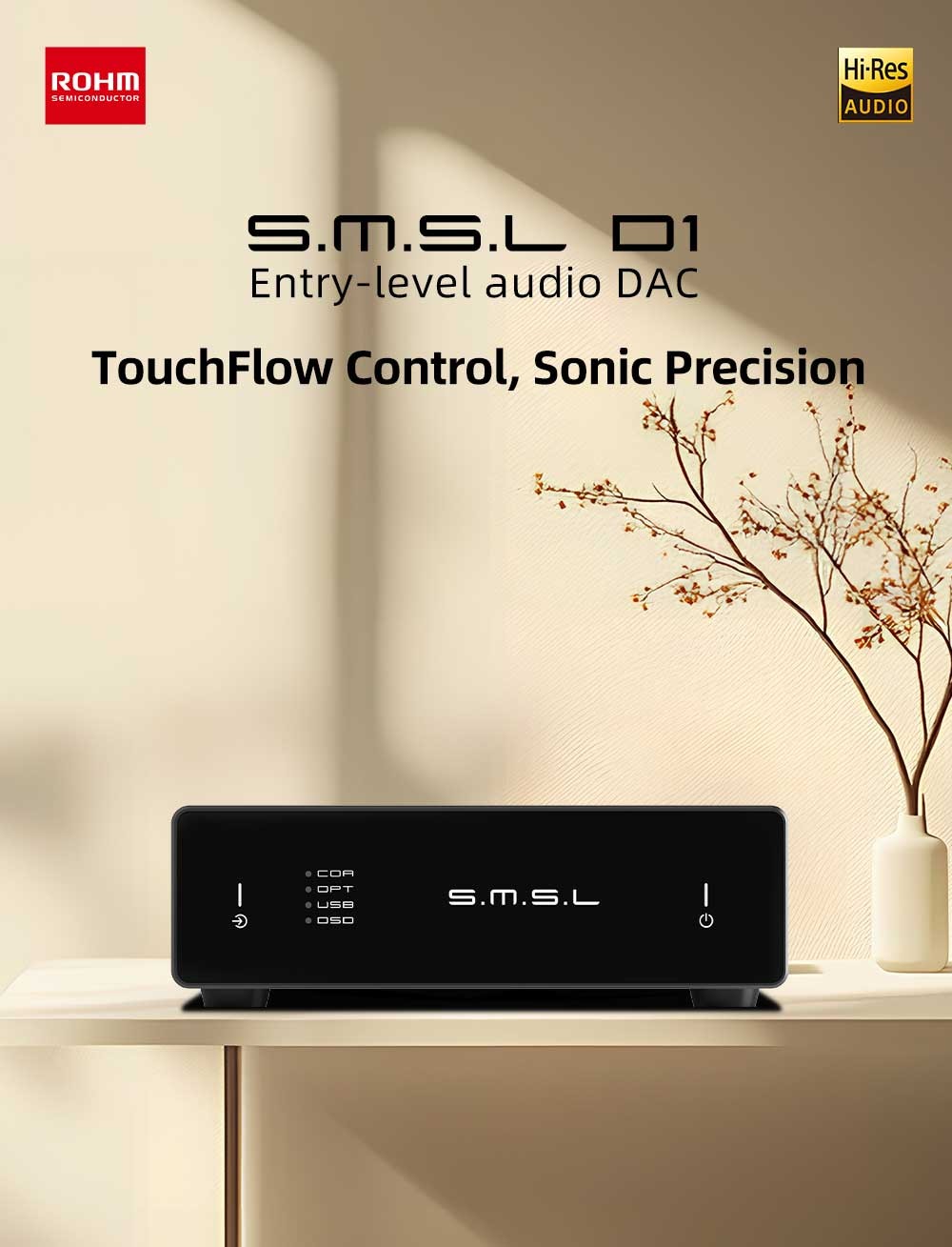 FAAEAL SMSL D1 DAC to AUX Hifi Amp Dual USB-C Ports RCA Output Digital To Analog Audio Converter ...