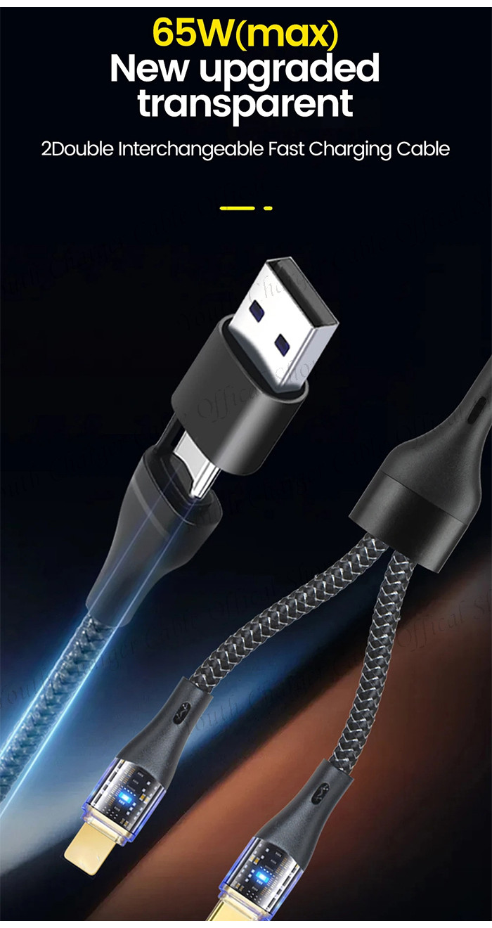 2-IN-2 Transparent Mutual Conversion Fast Charging with Indicator Light ...